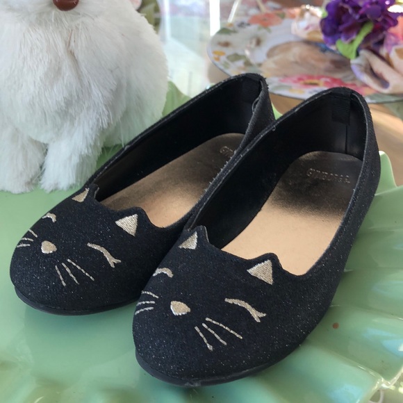 Gymboree | Shoes | Little Girls Size 6 Black Slippers Kitty Cat Look ...